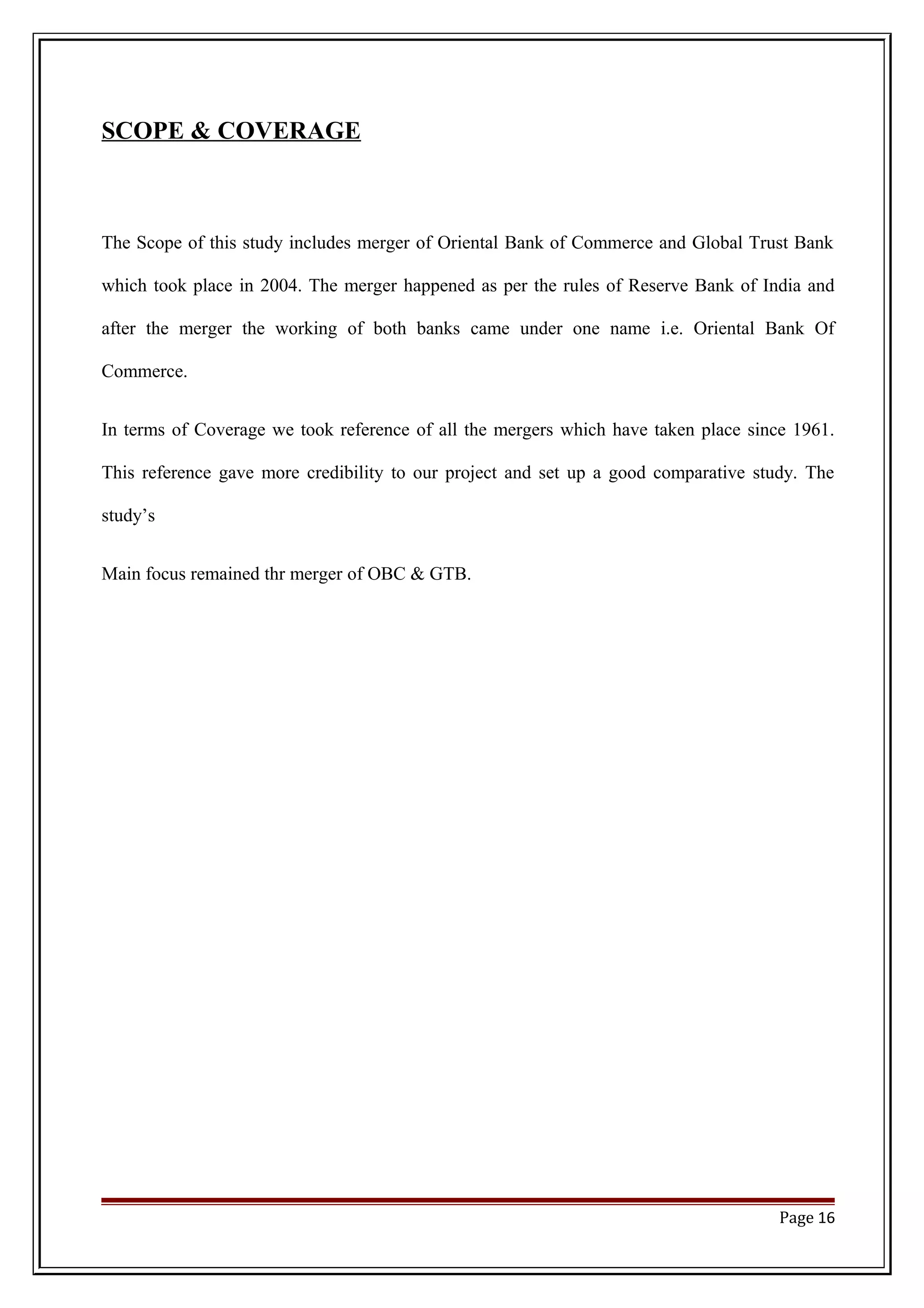 MERGER AND ACQUISITION OF BANKS | DOC