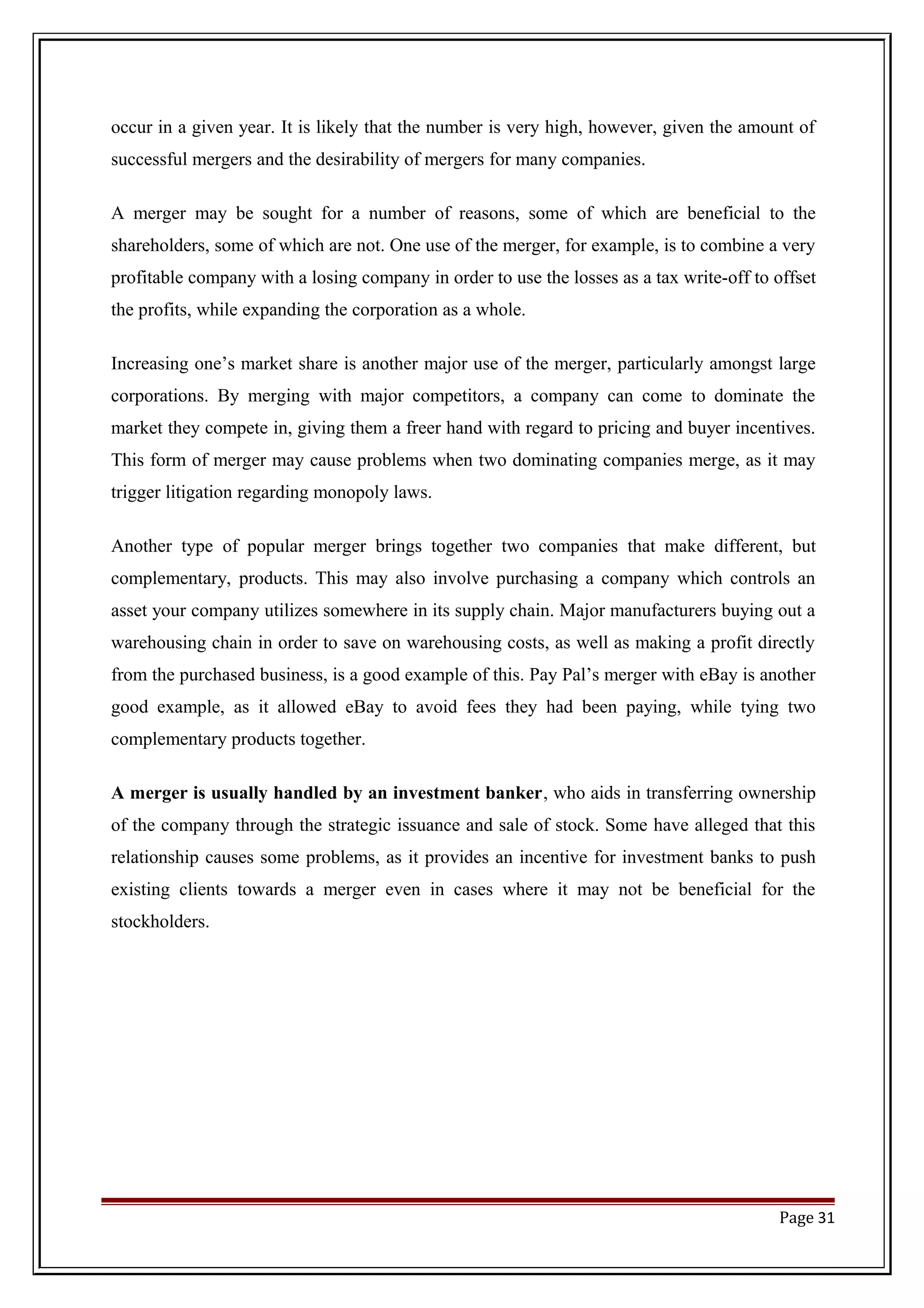 MERGER AND ACQUISITION OF BANKS | DOC