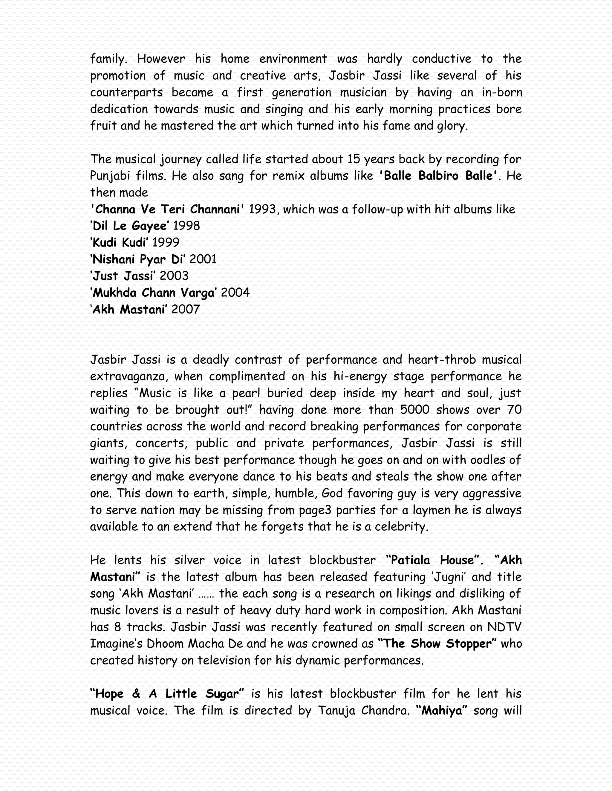 Jasbir Jassi profile | PDF