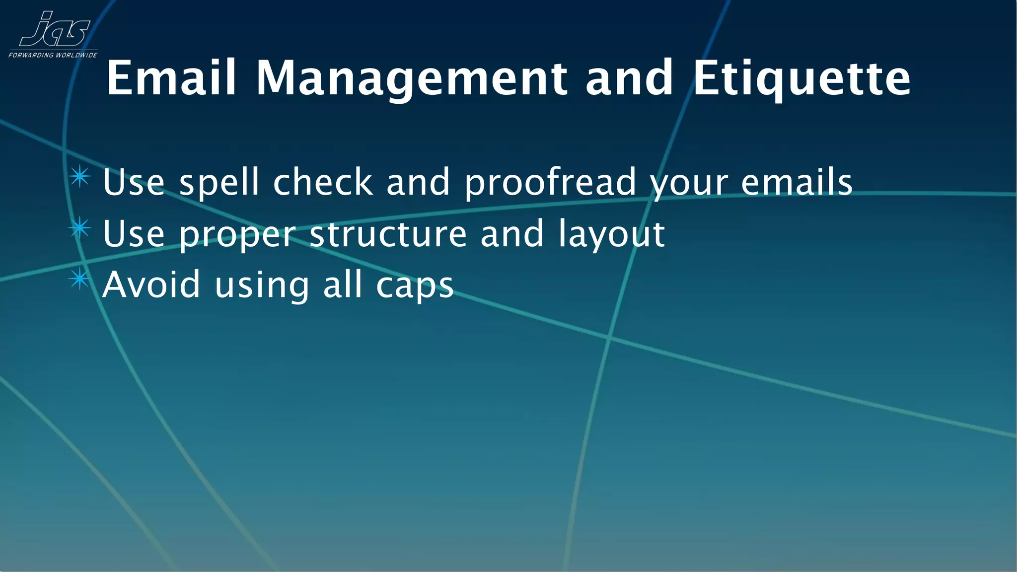 JAS•USA email etiquette | KEY