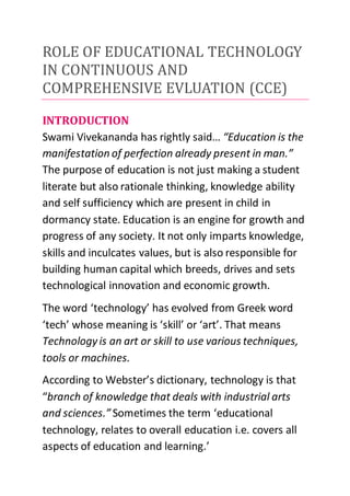 role of educational technology in CCE | PDF