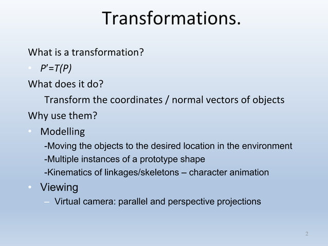 Transformations In Computer Graphics Ppt