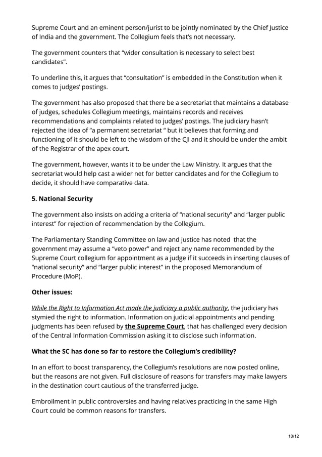 Collegium System of India | PDF