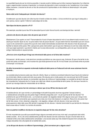 Jaume funes. Els deures serveixen perquè els pares tinguin ocupats els fills | PDF