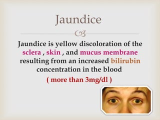jaundice-(three types)- pre hepatic, hepatic , post hepatic | PDF