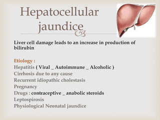 jaundice-(three types)- pre hepatic, hepatic , post hepatic | PDF