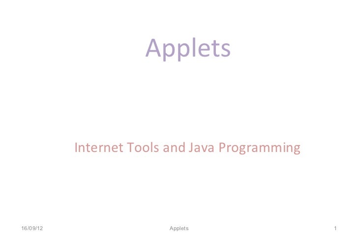 Appletsbasic Introduction