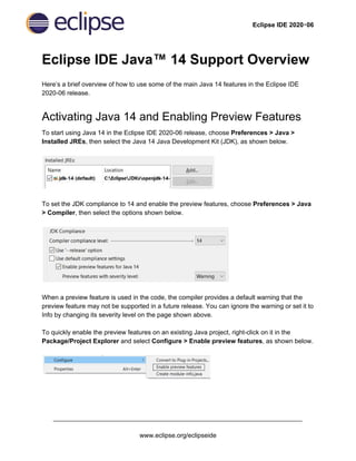 Java 14 support in Eclipse IDE | PDF