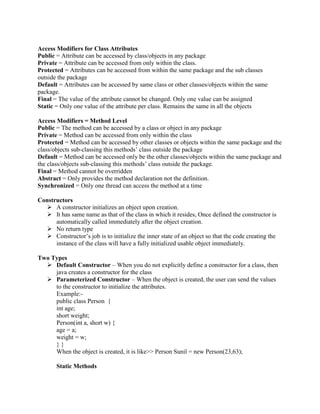 JAVA Notes - All major concepts covered with examples | DOCX