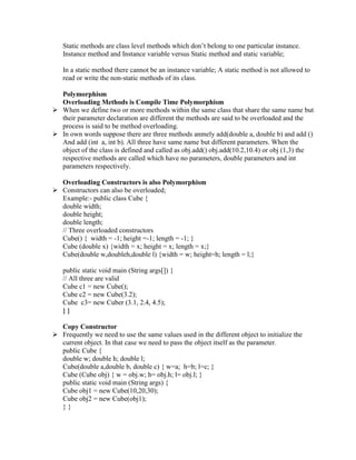 JAVA Notes - All major concepts covered with examples | DOCX