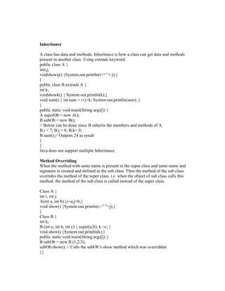 JAVA Notes - All major concepts covered with examples | DOCX
