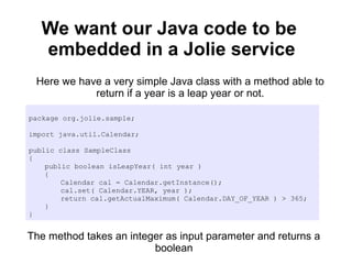 Embedding Java code in a Jolie Service | PPT