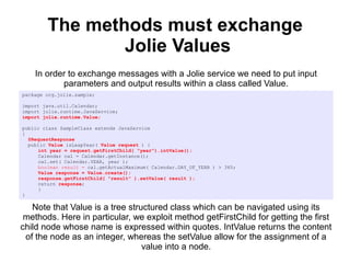 Embedding Java code in a Jolie Service | PPT