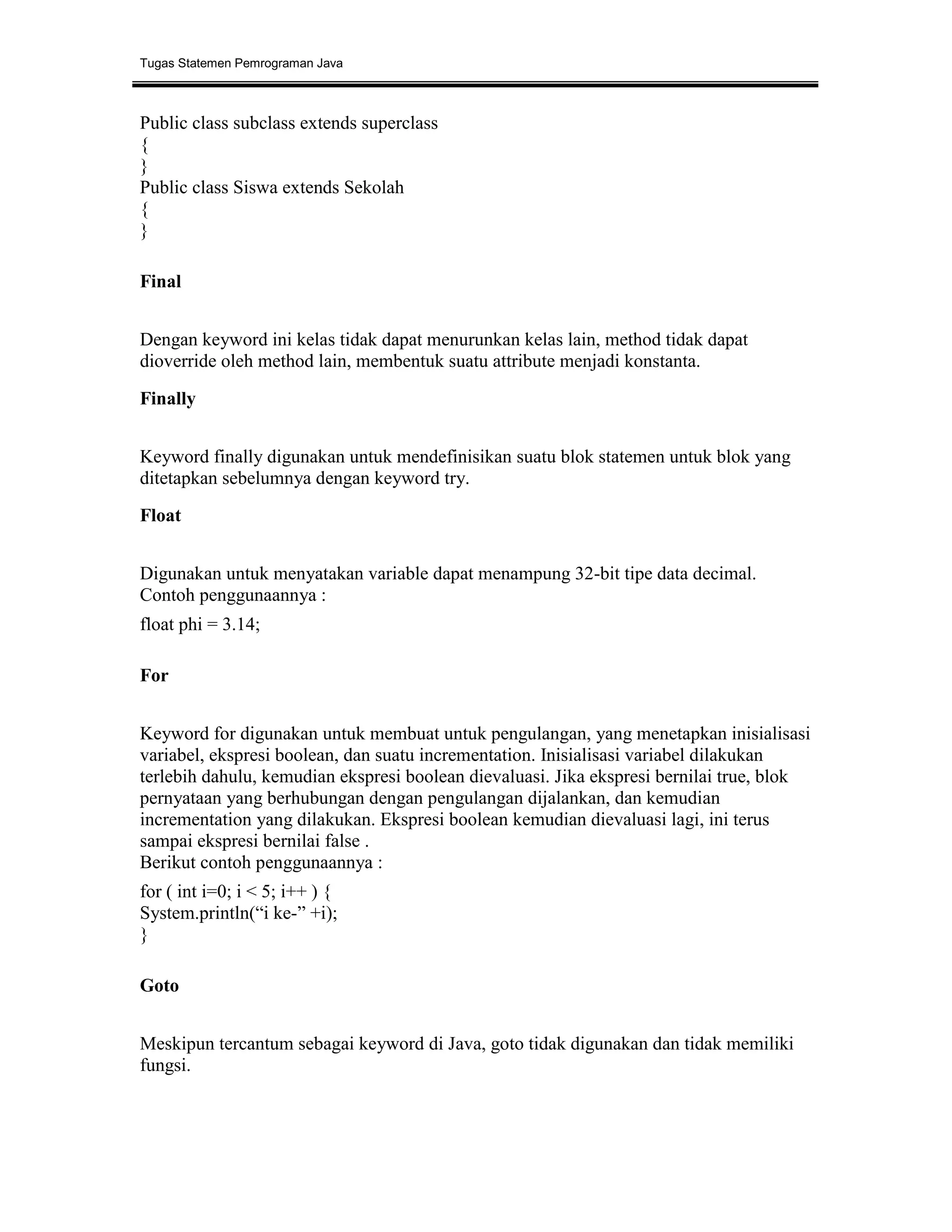 Struktur Pemrograman Java | PDF