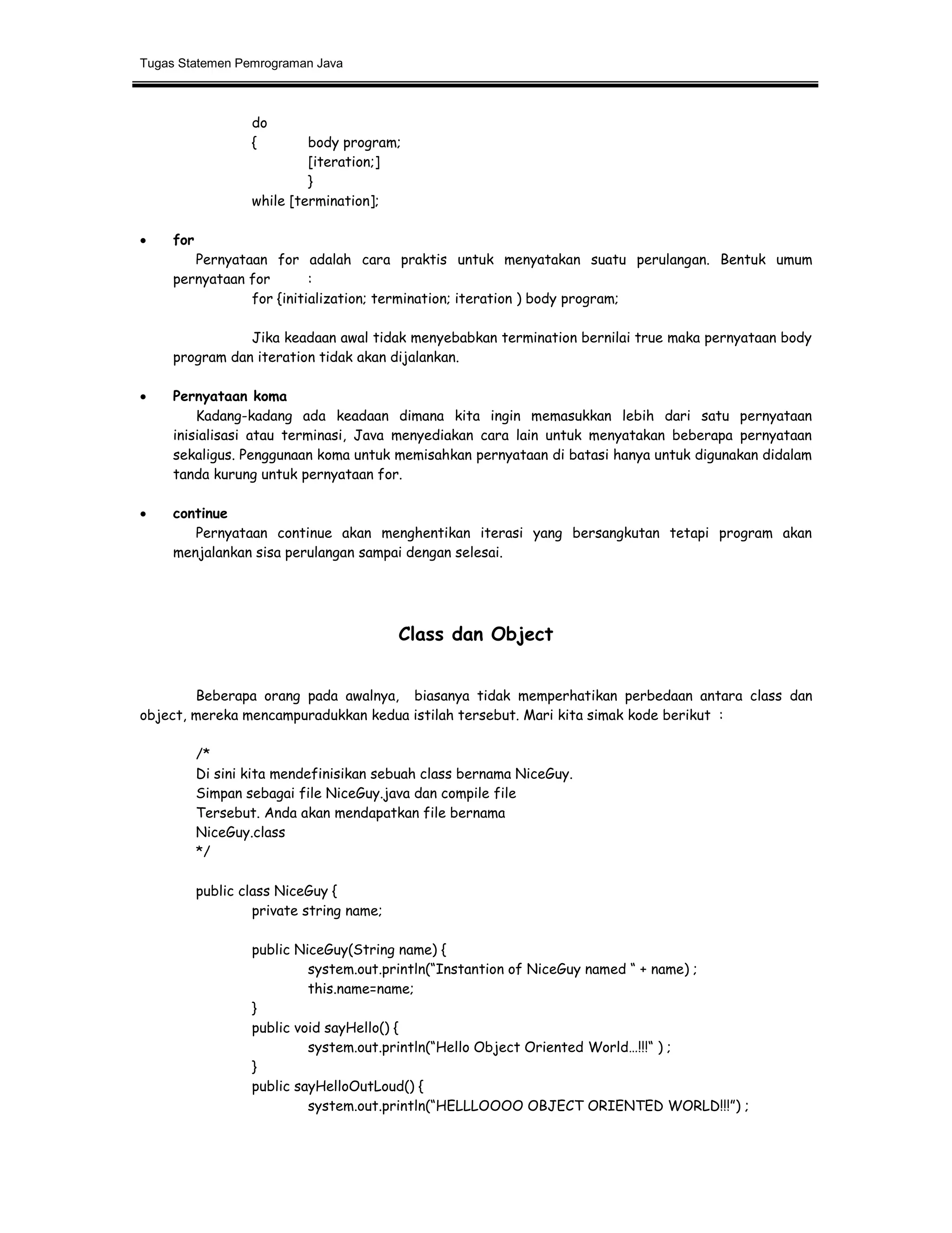 Struktur Pemrograman Java | PDF