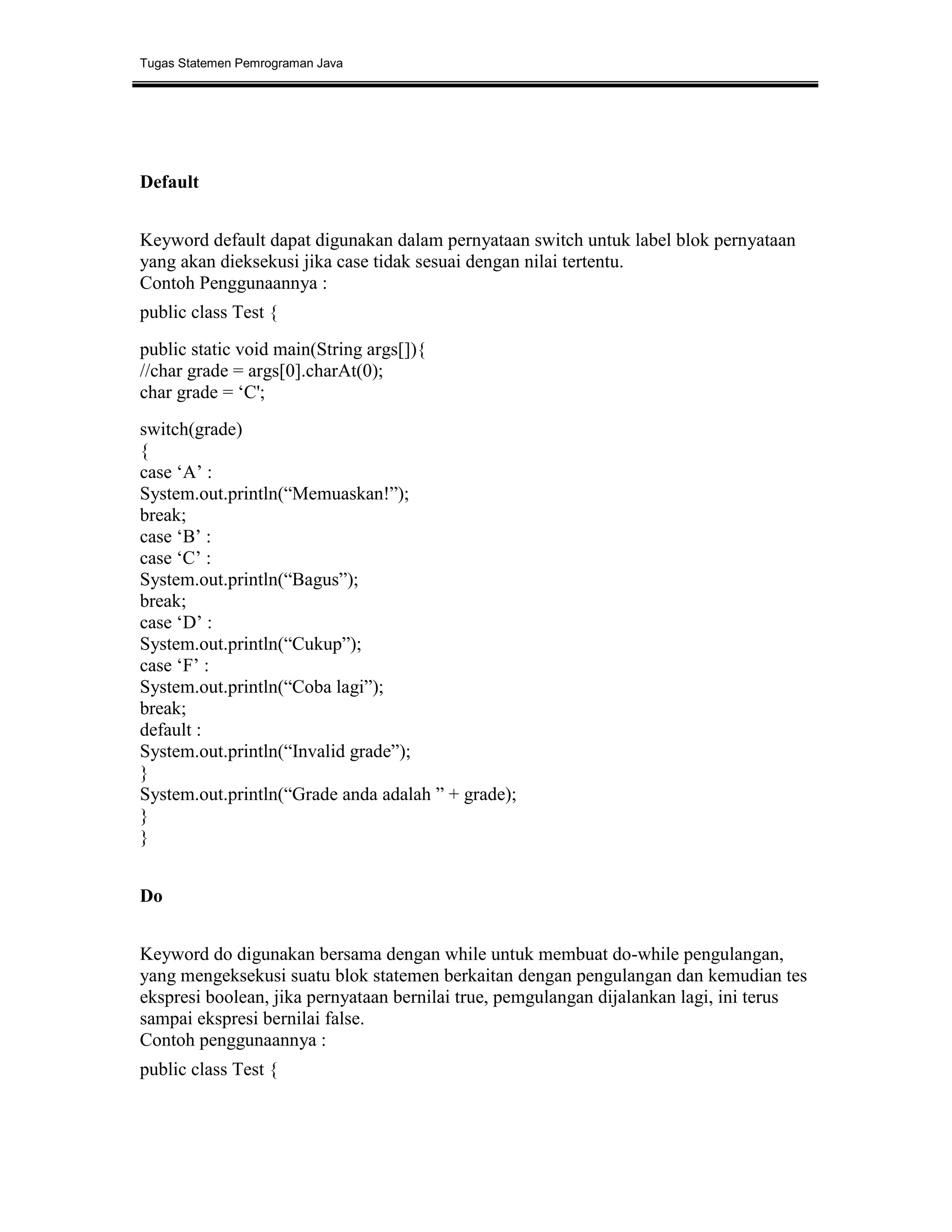 Struktur Pemrograman Java | PDF