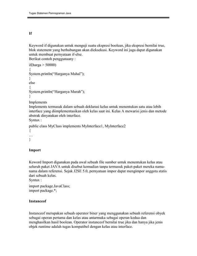 Struktur Pemrograman Java | PDF