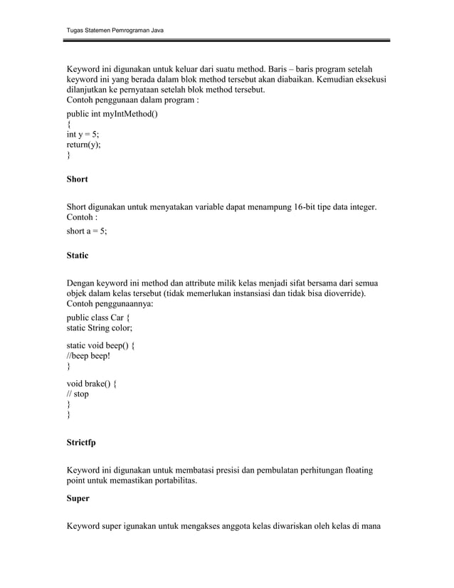 Struktur Pemrograman Java | PDF