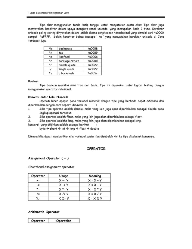 Struktur Pemrograman Java | PDF
