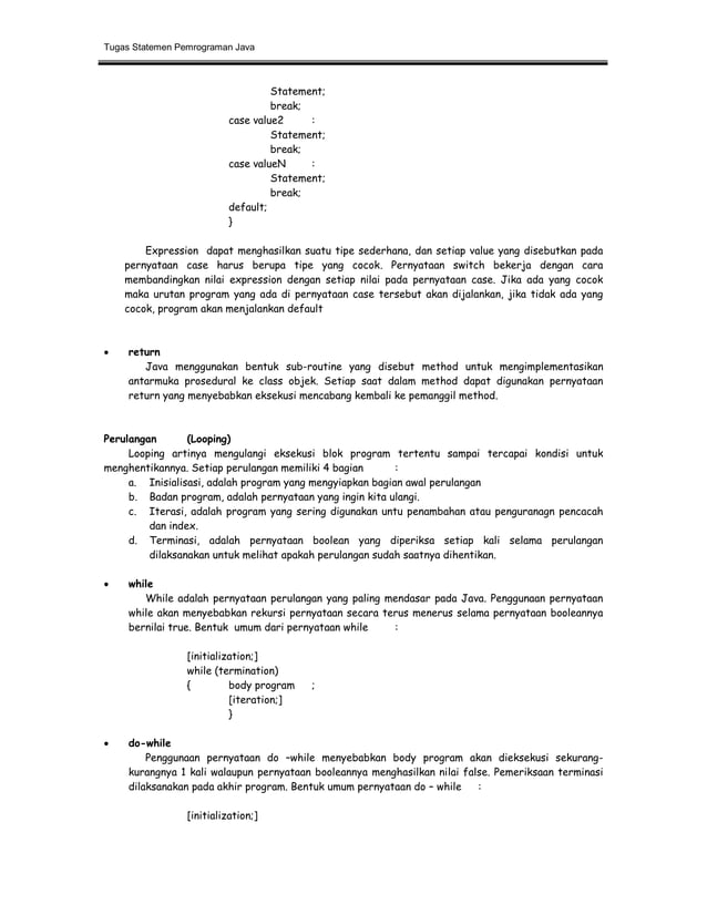 Struktur Pemrograman Java | PDF