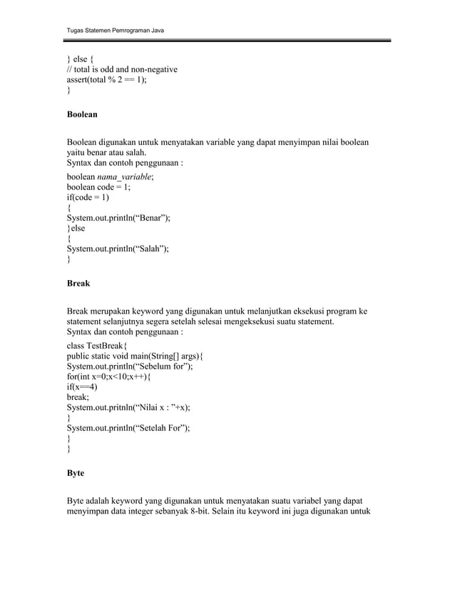 Struktur Pemrograman Java | PDF