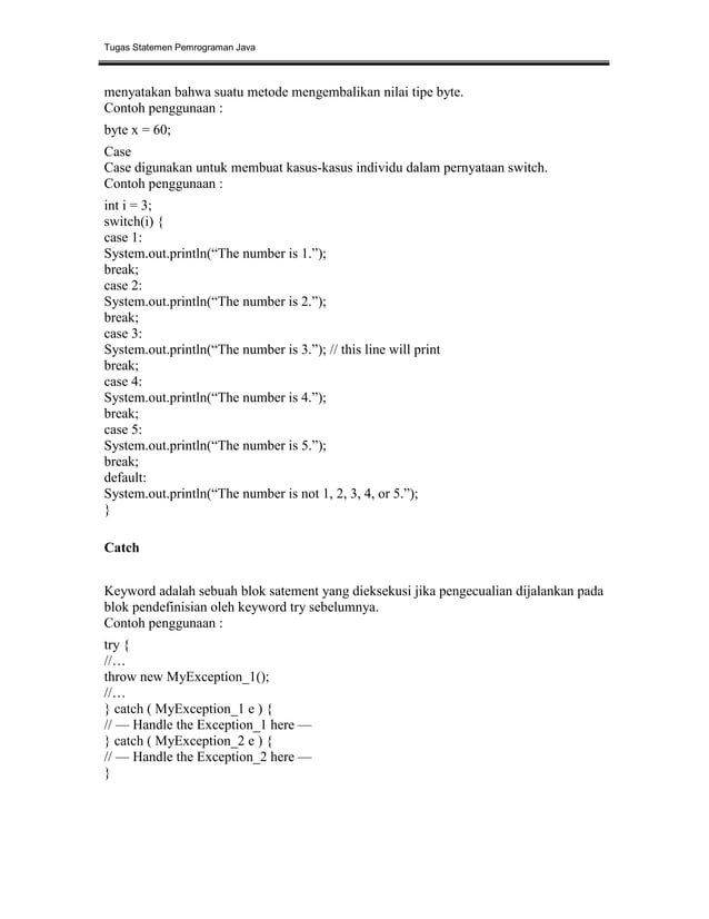Struktur Pemrograman Java | PDF