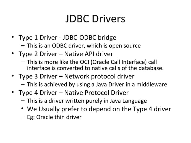 JDBC Connectivity Model | PPT