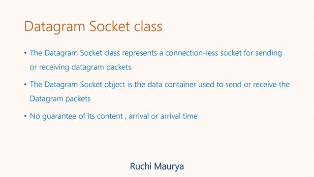 Java- Datagram Socket class & Datagram Packet class | PPT