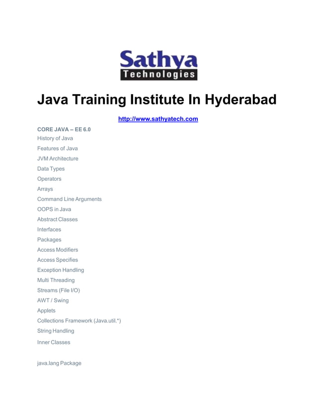 java training in hyderabad, | PDF