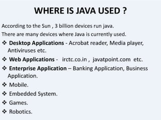 what is java? | PPTX | Programming Languages | Computing