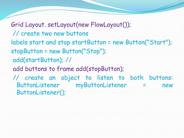 GUI components in Java | PPTX | Programming Languages | Computing