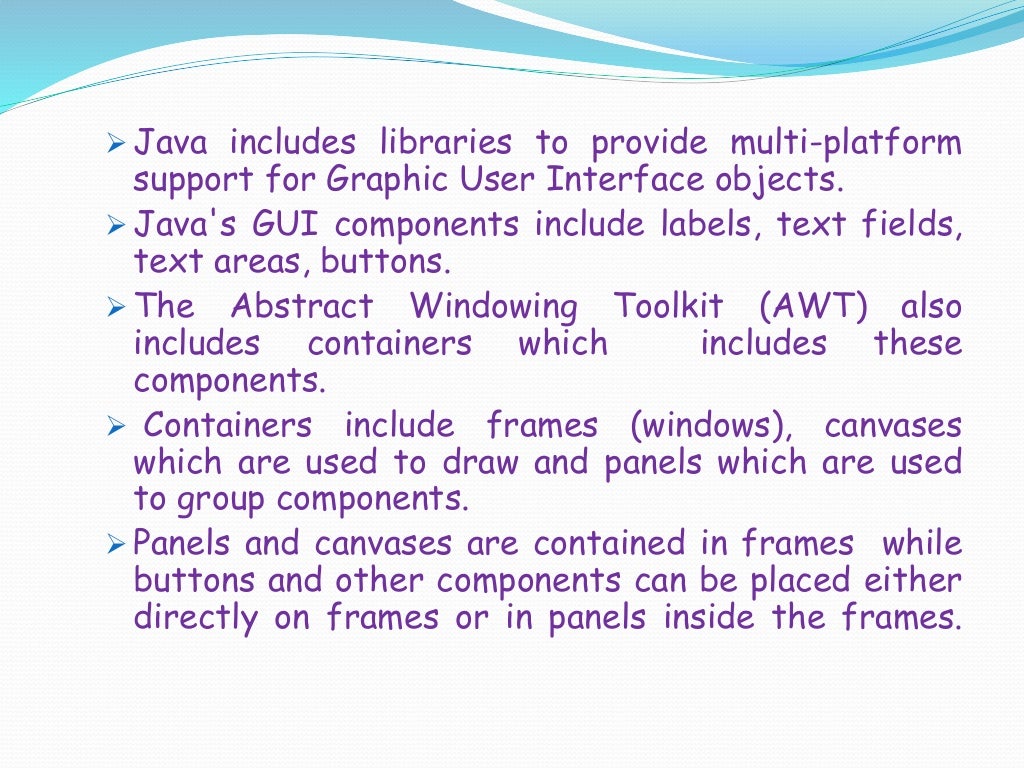 GUI Components In Java GUI Components In Java
