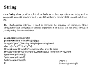 Java string , string buffer and wrapper class | PPT