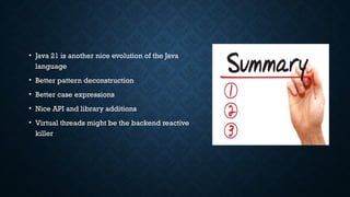 java 21 unleashed: exciting new features since java 17! | PPTX | Web Development | Internet