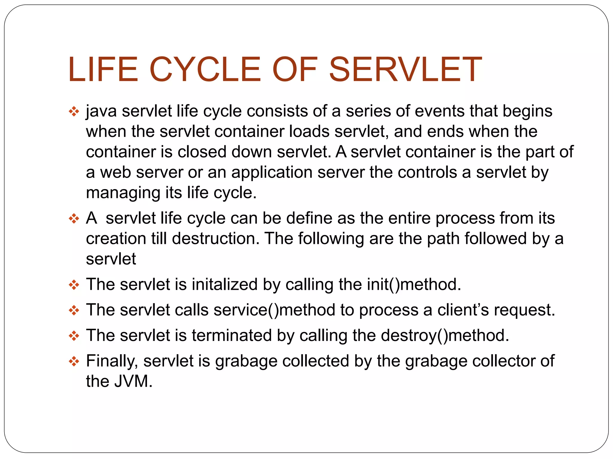 LIFE CYCLE OF SERVLET | PPTX