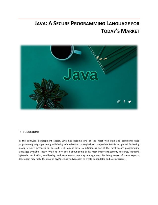 Java: A Secure Programming Language for Today's Market | PDF