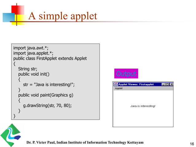 Java applet programming concepts | PPT