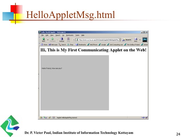 Java applet programming concepts | PPT