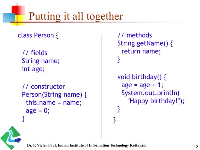 Java - Class Structure | PPT