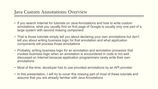 Java Custom Annotations- Part1 | PPT