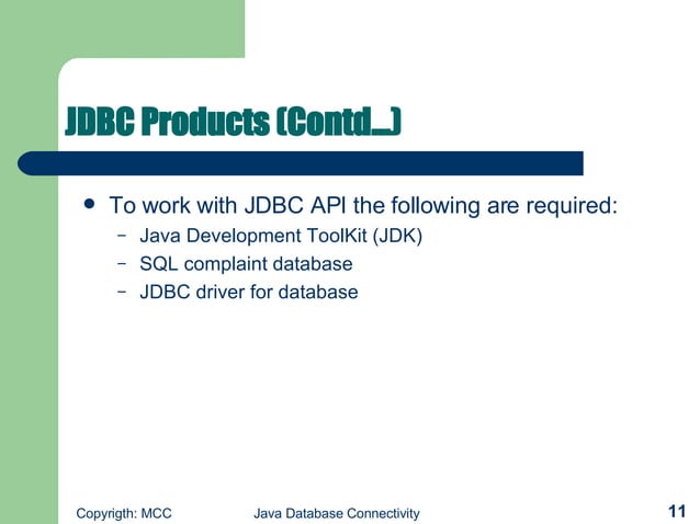 Java Database Connectivity Ppt