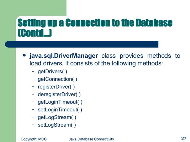 Java Database Connectivity | PPT Java Database Connectivity | PPT