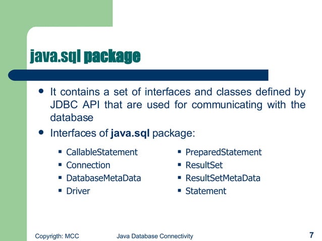 Java Database Connectivity | PPT Java Database Connectivity | PPT