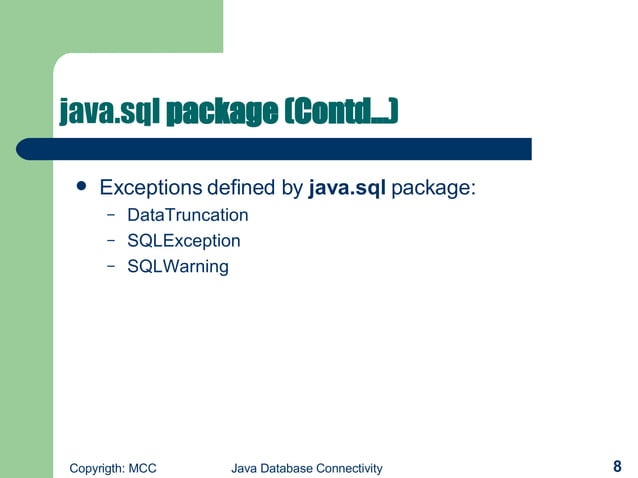 Java Database Connectivity Ppt