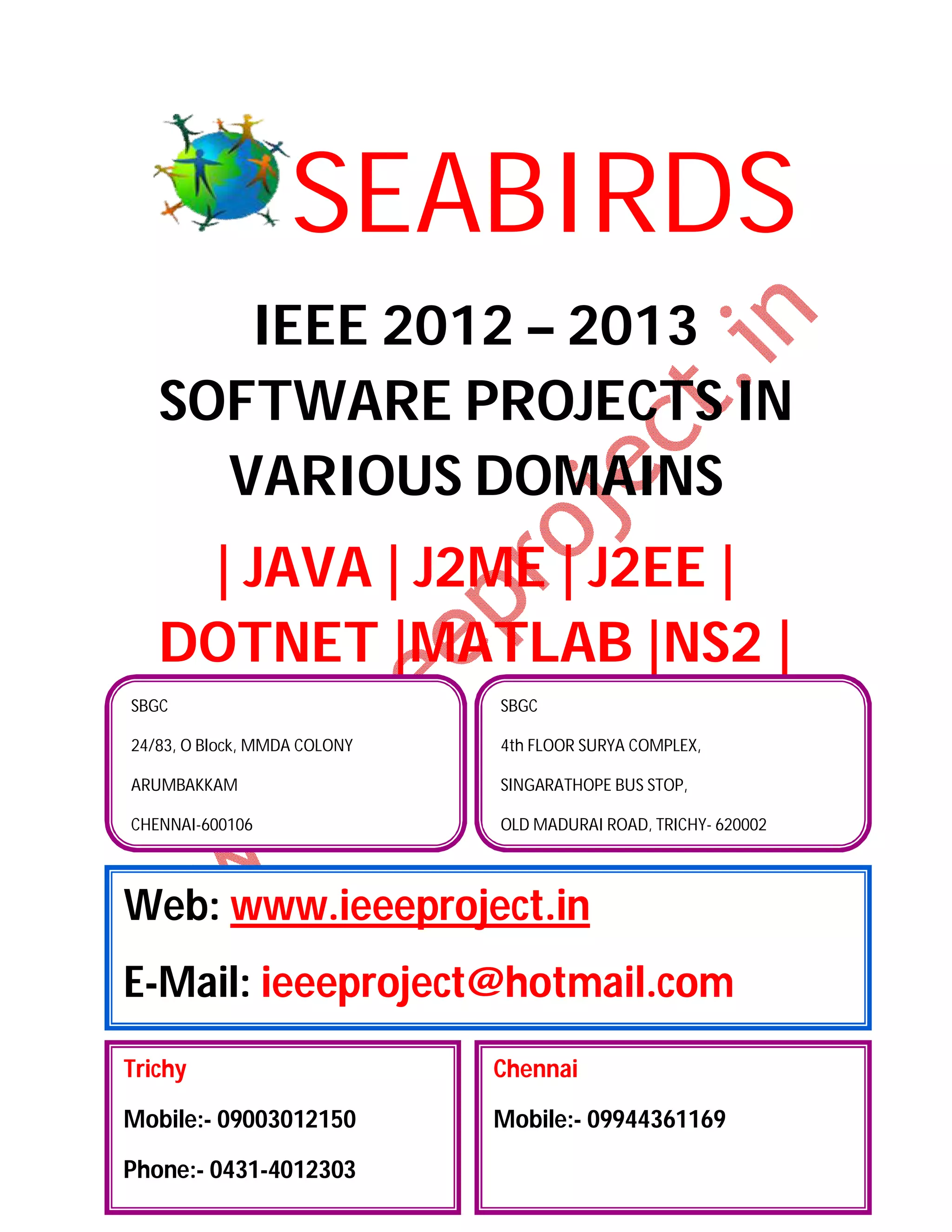 Java Datamining Ieee Projects 2012 Seabirds Chennai Mumbai Pune Nagpur Hyderabad Pdf