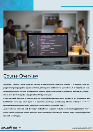 Java Full Stack Training by Sudaksha | PDF