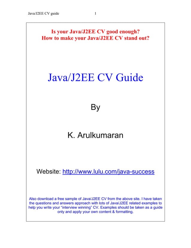 Java/J2EE CV Guide | PDF | Web Development | Internet