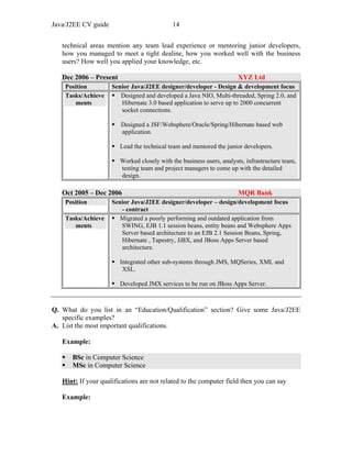 Java/J2EE CV Guide | PDF | Web Development | Internet