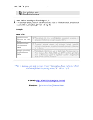 Java/J2EE CV Guide | PDF | Web Development | Internet
