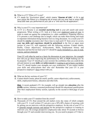 Java/J2EE CV Guide | PDF | Web Development | Internet